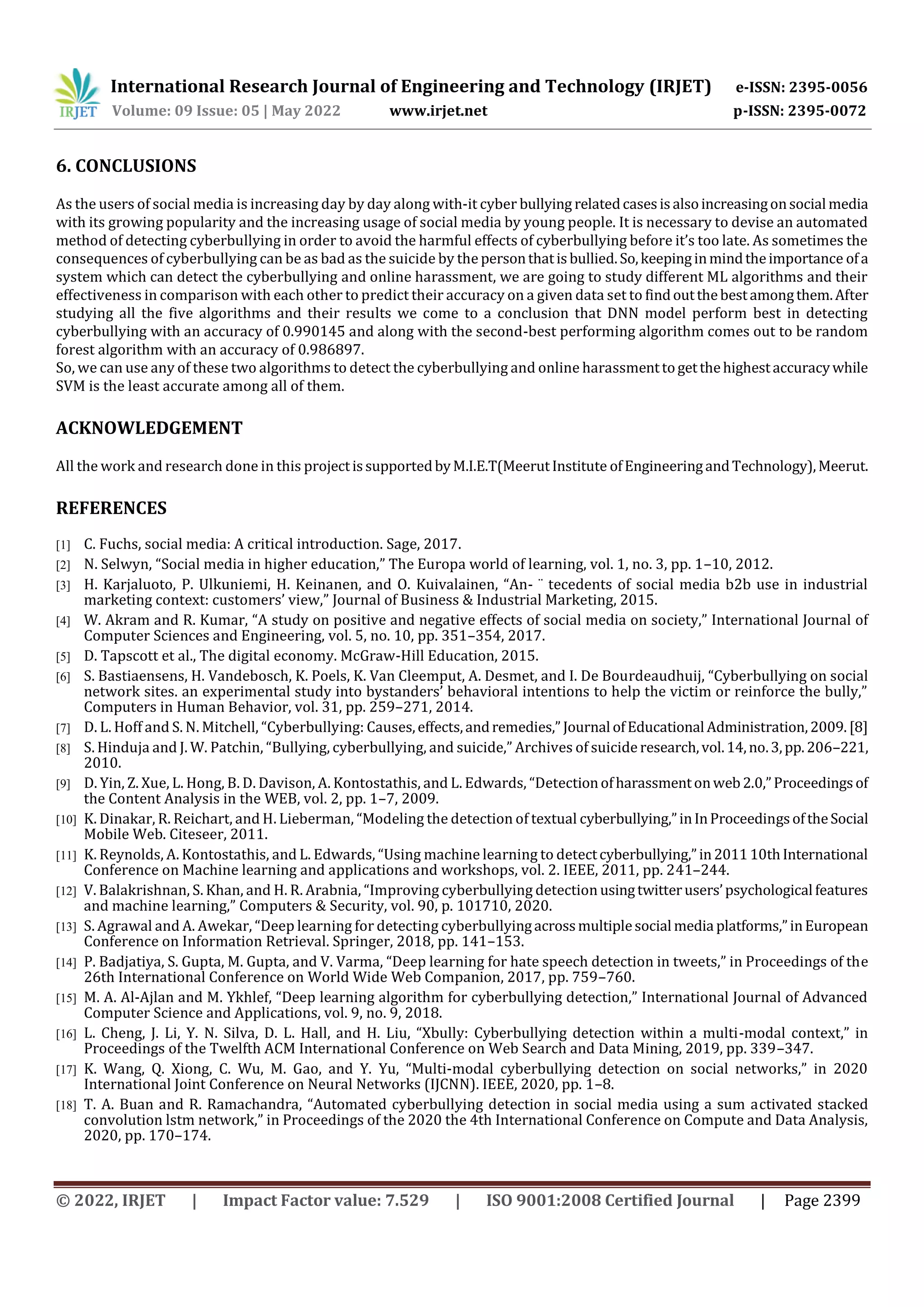 Cyberbullying Detection on Social Networks Using Machine Learning ...