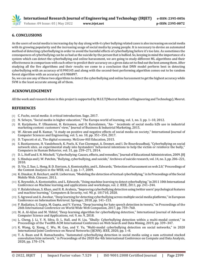 Cyberbullying Detection On Social Networks Using Machine Learning