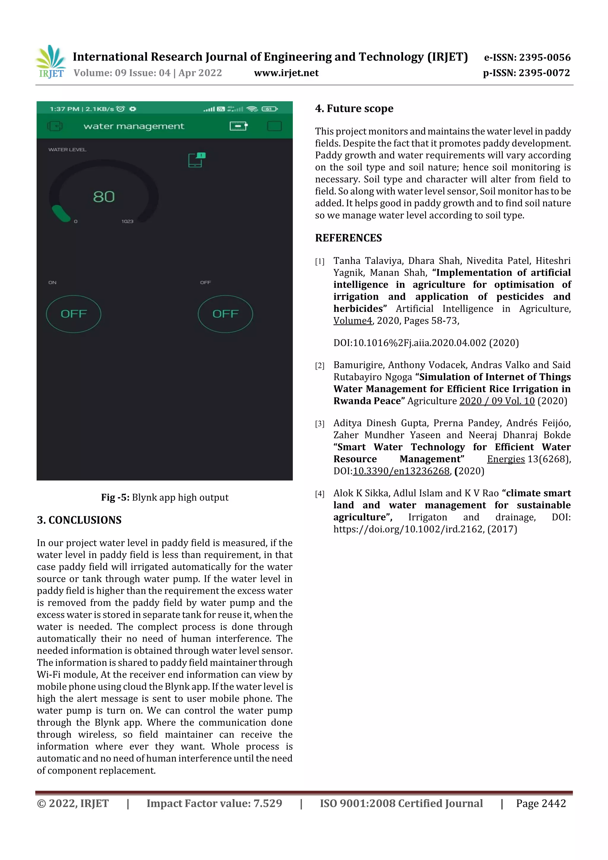 AUTOMATED PADDY FIELDS EXCESS WATER MANAGEMENT SYSTEM | PDF