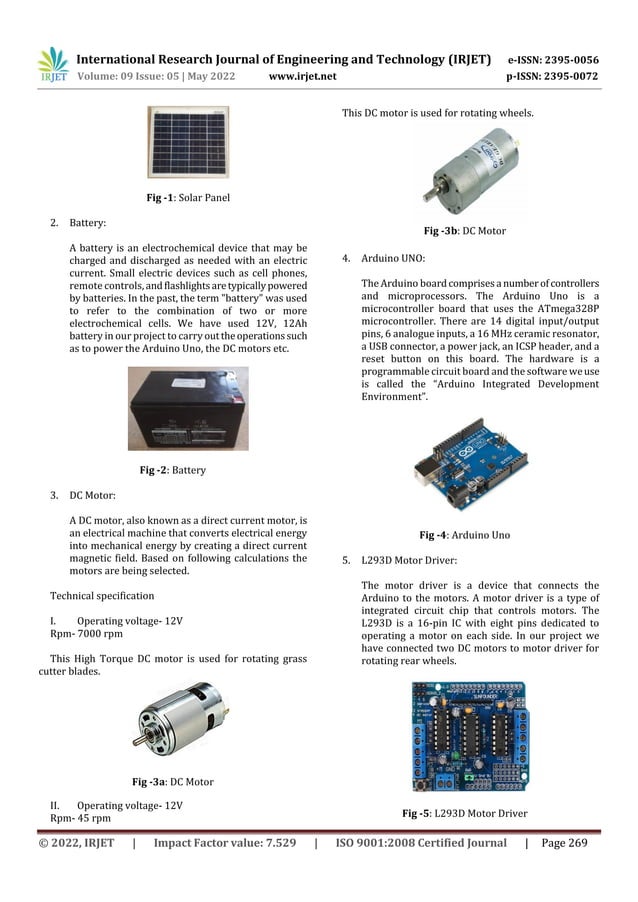 Design and Fabrication of Solar Powered Guided Grass Cutting and ...