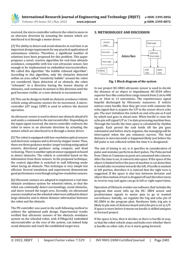 Design and Fabrication of Obstacle Avoiding Robotic Vehicle | PDF