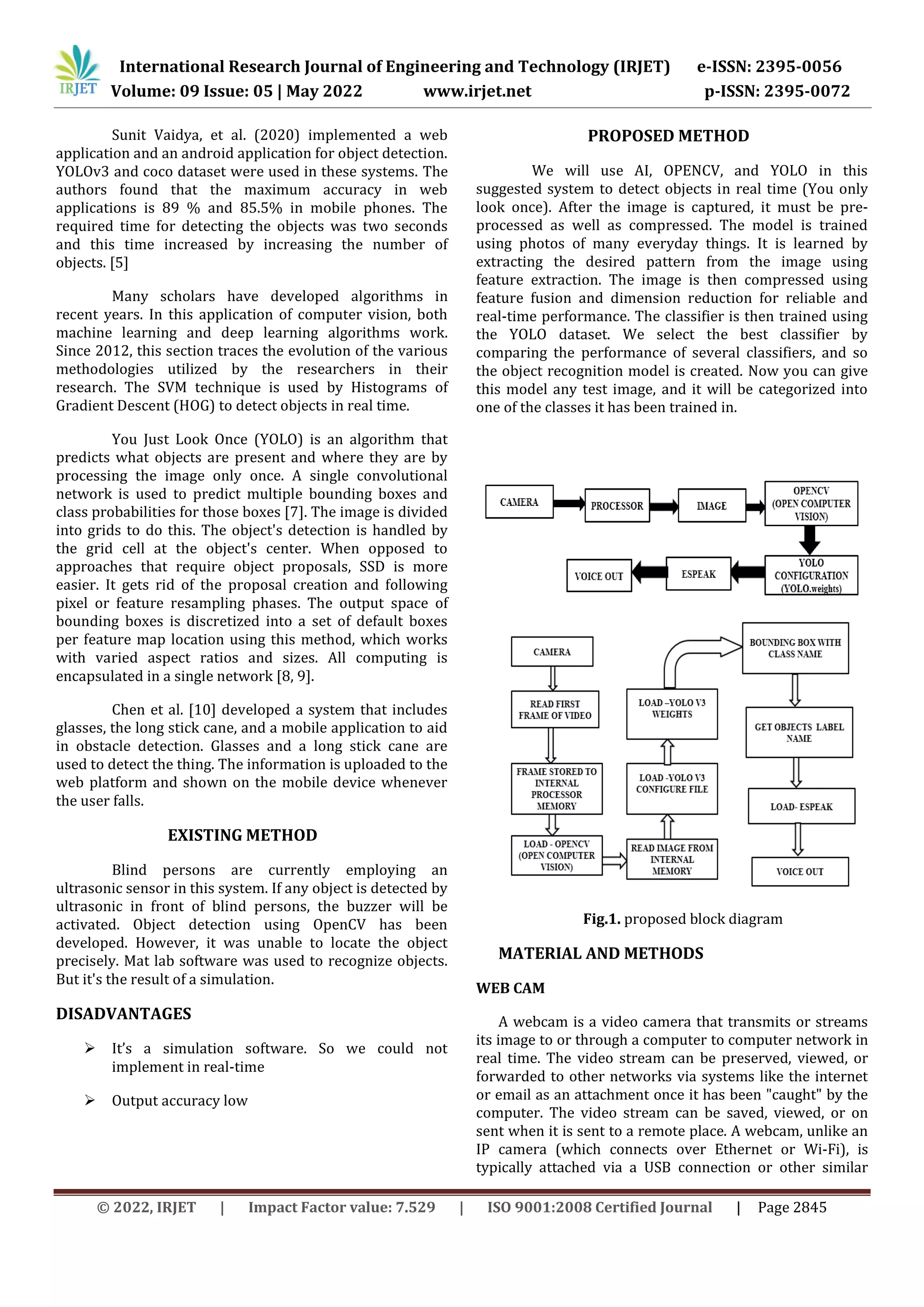 INDOOR AND OUTDOOR NAVIGATION ASSISTANCE SYSTEM FOR VISUALLY IMPAIRED PEOPLE USING YOLO ...