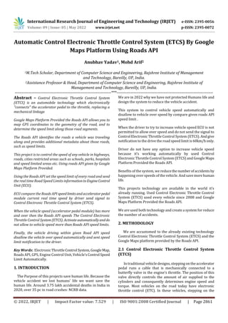 Automatic Control Electronic Throttle Control System (ETCS) By Google Maps Platform Using Roads ...