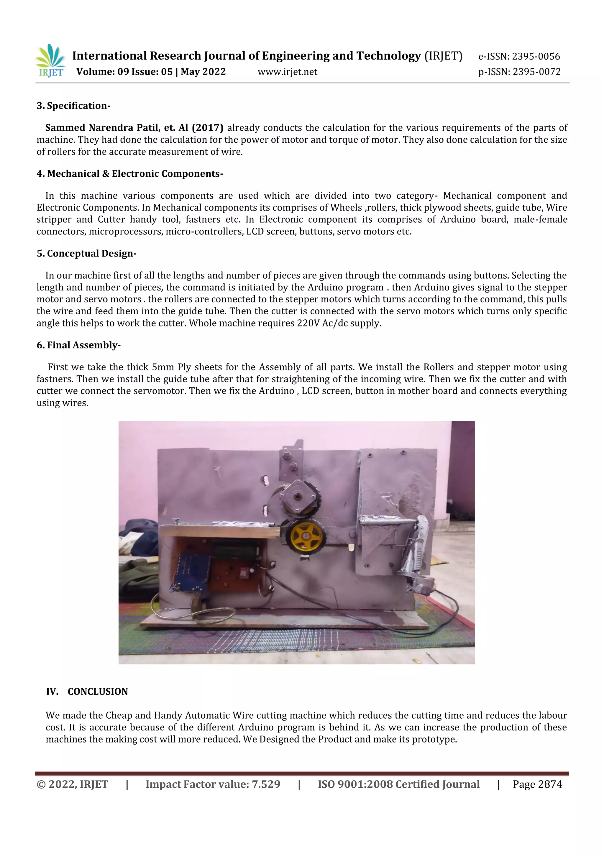 Design And Fabrication Of Automatic Wire Cutting Machine Using Fusion