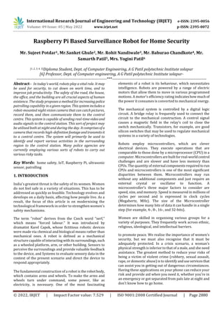 Raspberry Pi Based Surveillance Robot for Home Security | PDF