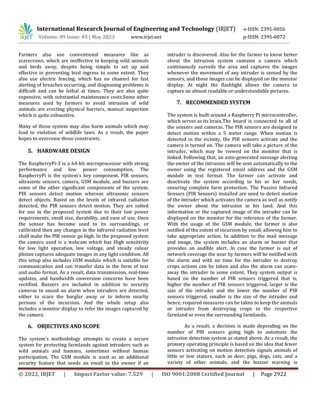 Smart Intrusion Detection System For Crop Protection Pdf