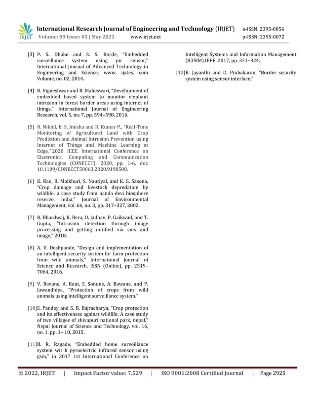 Smart Intrusion Detection System For Crop Protection Pdf