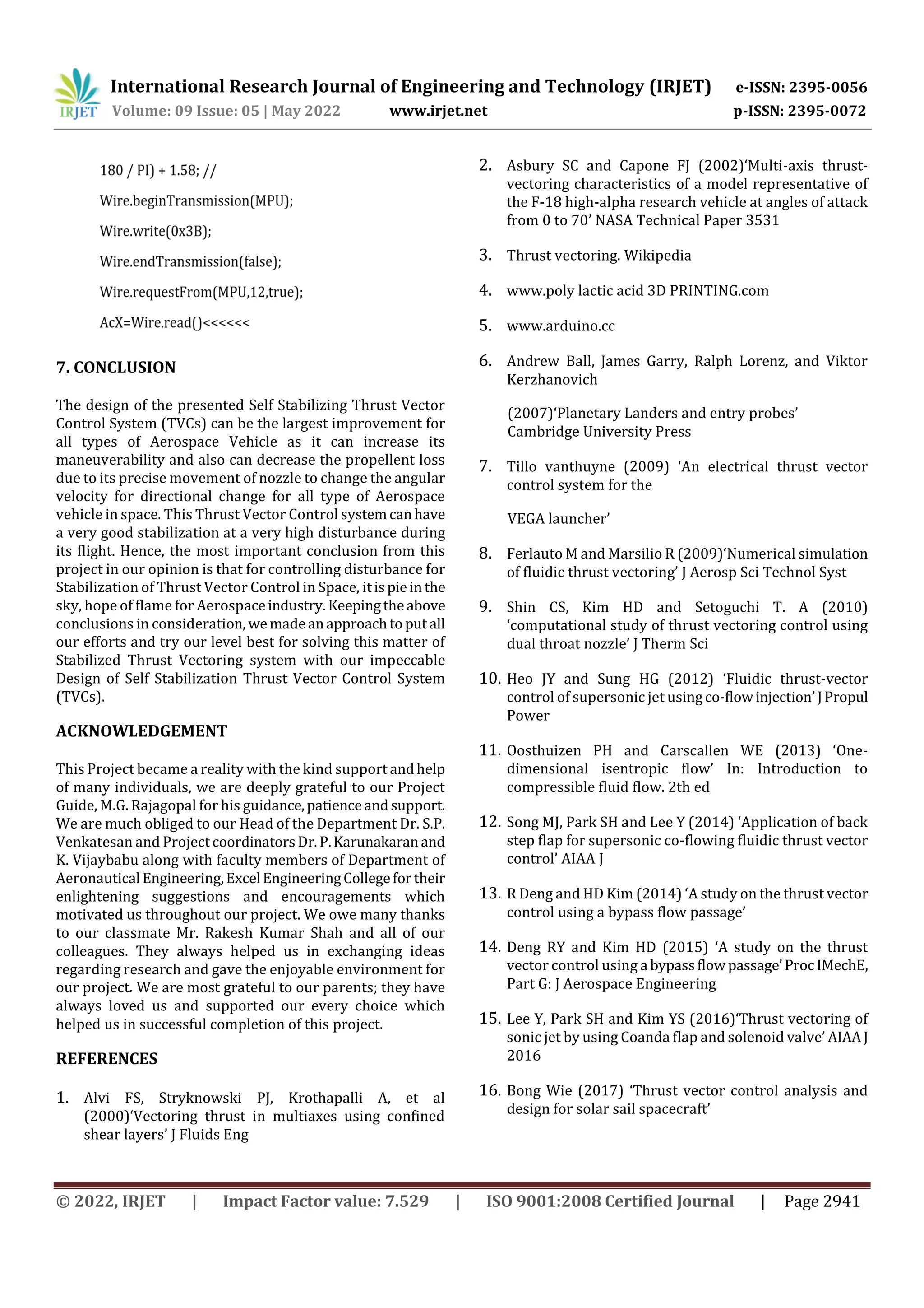 Design of Self- Stabilization Thrust Vector Control System (TVCs)for ...