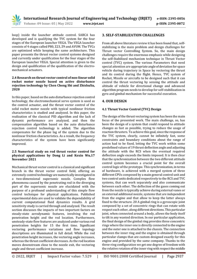 Design of Self- Stabilization Thrust Vector Control System (TVCs)for ...