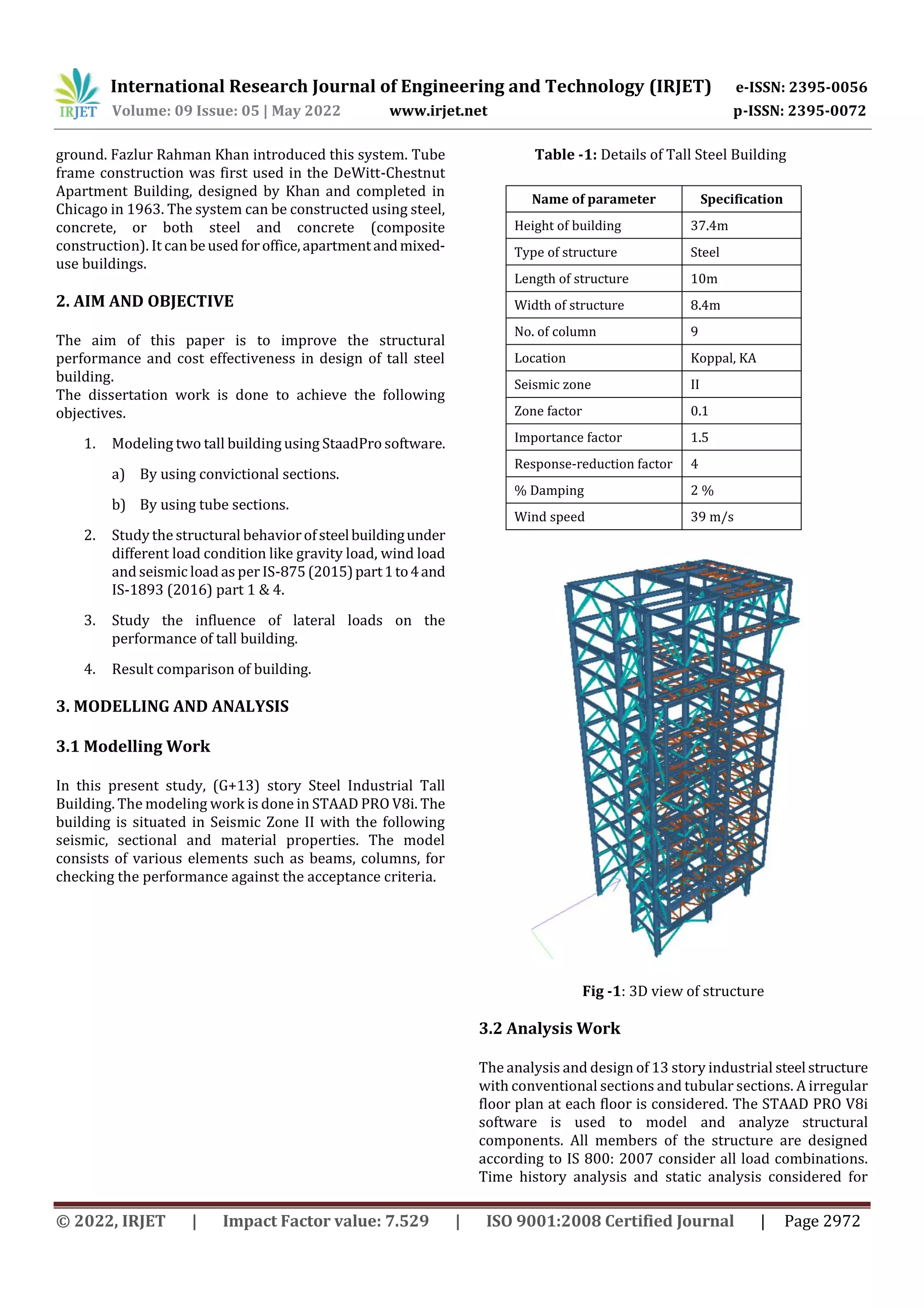 Comparative Study of Conventional Steel Structure and Tubular Steel ...