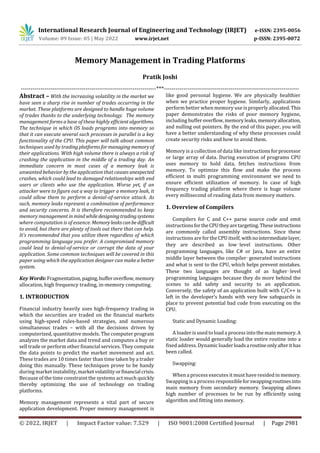 Memory Management in Trading Platforms | PDF