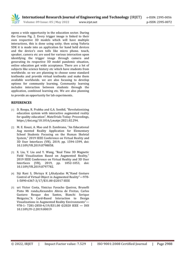 INTERACTIVE EDUCATION USING AUGMENTED REALITY THROUGH HANDHELD DEVICES ...