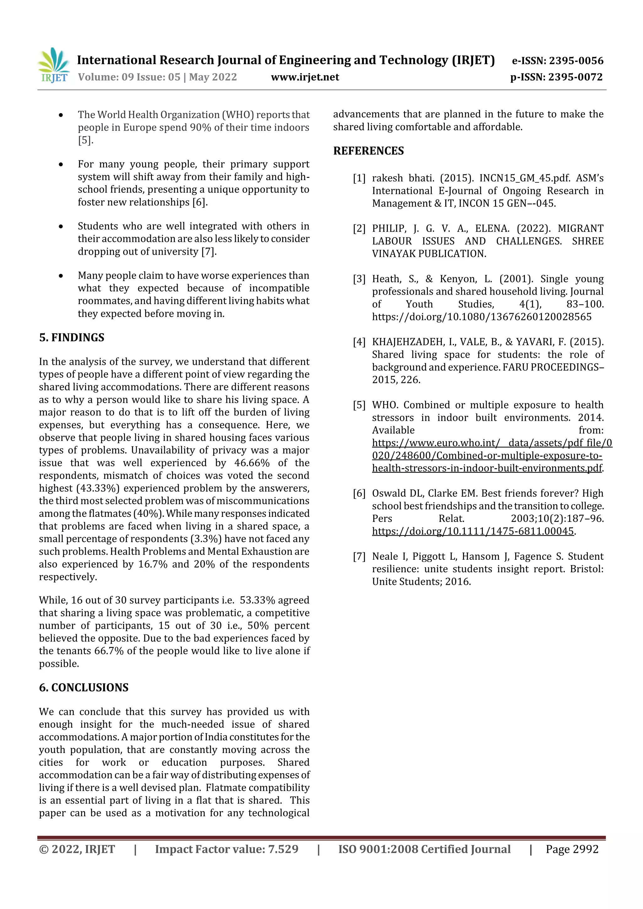 Analysis Of Problems Faced by People Living In Shared Accommodation | PDF