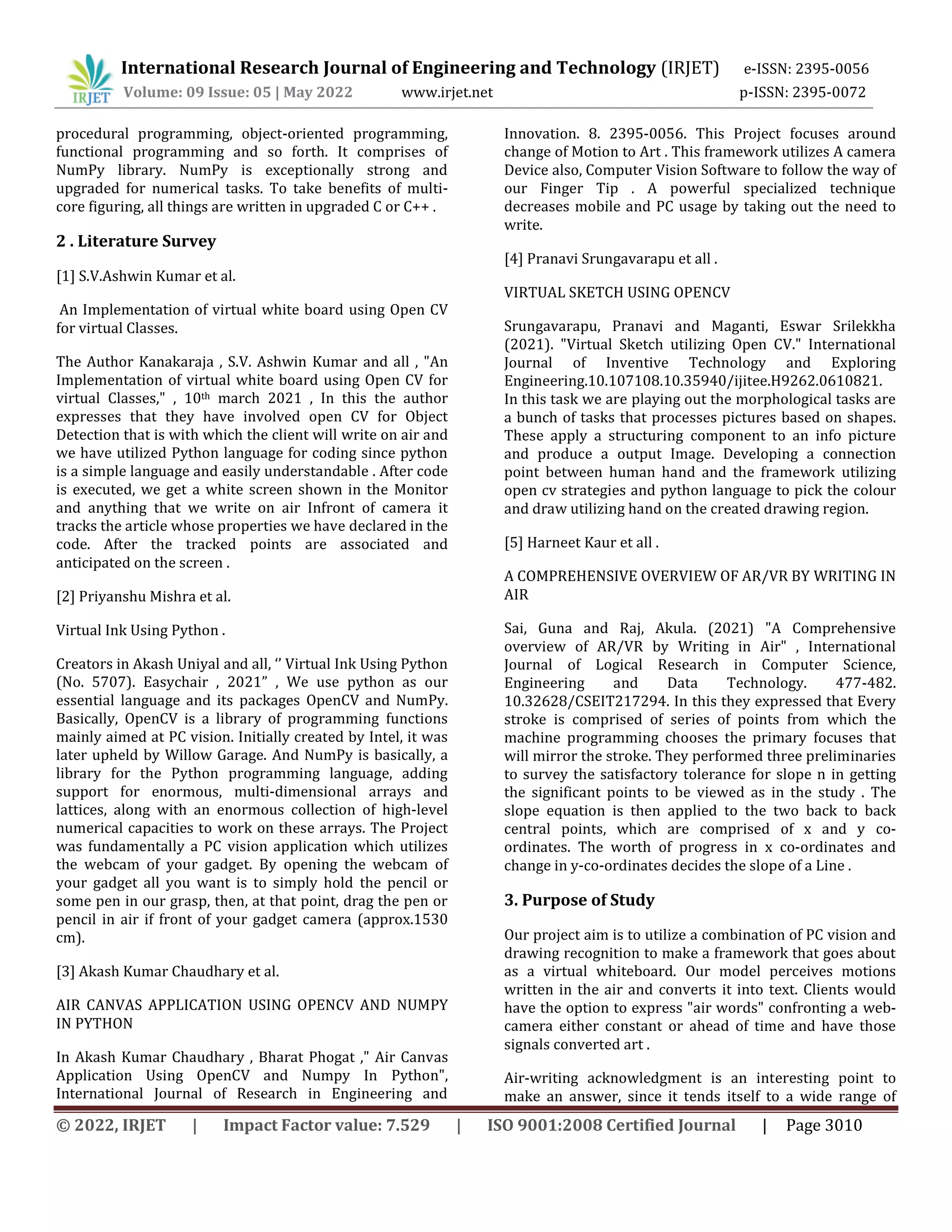 AIR WRITING USING PYTHON (2021-2022) | PDF