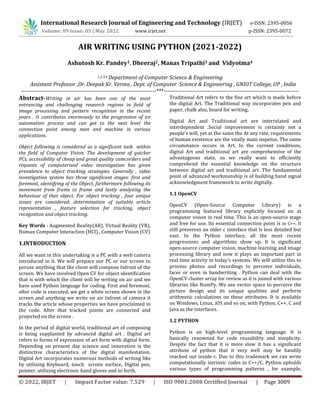 AIR WRITING USING PYTHON (2021-2022) | PDF