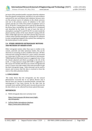 Study of mars and mars retrograde from the year 2000 – 2022 and the ...
