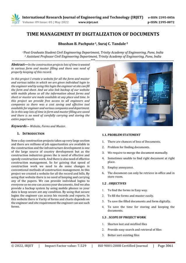 TIME MANAGEMENT BY DIGITALIZATION OF DOCUMENTS | PDF | Web Development ...