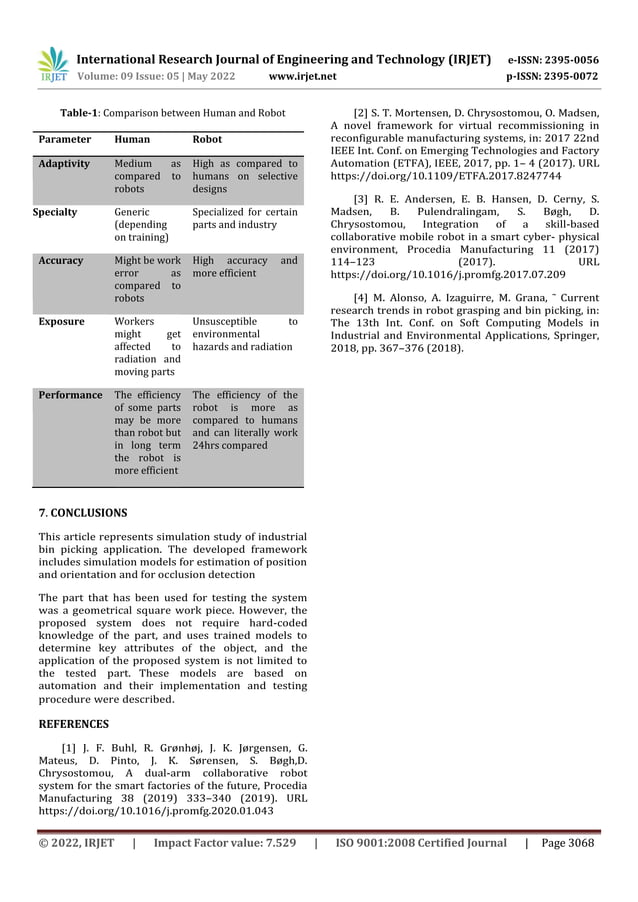 SIMULATION OF ROBOTIC ARM BY USING NI-LABVIEW FOR THE INDUSTRIAL APPLICATION OF BIN PICKING | PDF
