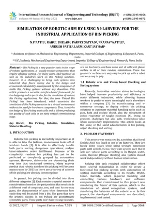 SIMULATION OF ROBOTIC ARM BY USING NI-LABVIEW FOR THE INDUSTRIAL APPLICATION OF BIN PICKING | PDF