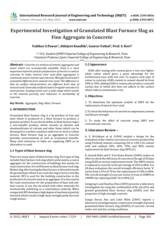 Experimental Investigation of Granulated Blast Furnace Slag as Fine ...