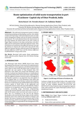 Route optimization of solid waste transportation in part of Lucknow ...