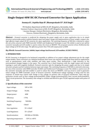 Single Output 40W DC-DC Forward Converter for Space Application | PDF
