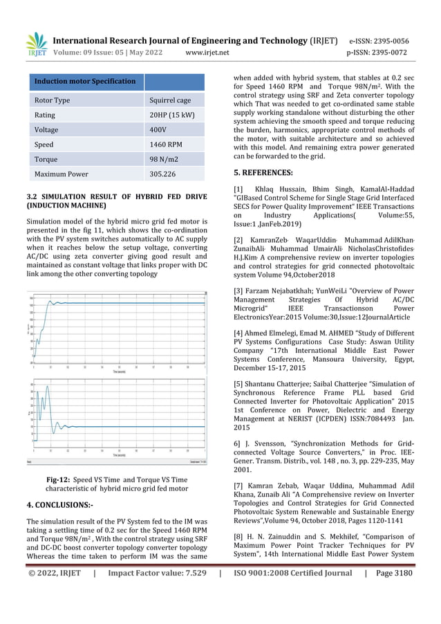 “Performance Analysis of Induction Motor Fed from Hybrid Micro grid system” | PDF | Power and ...