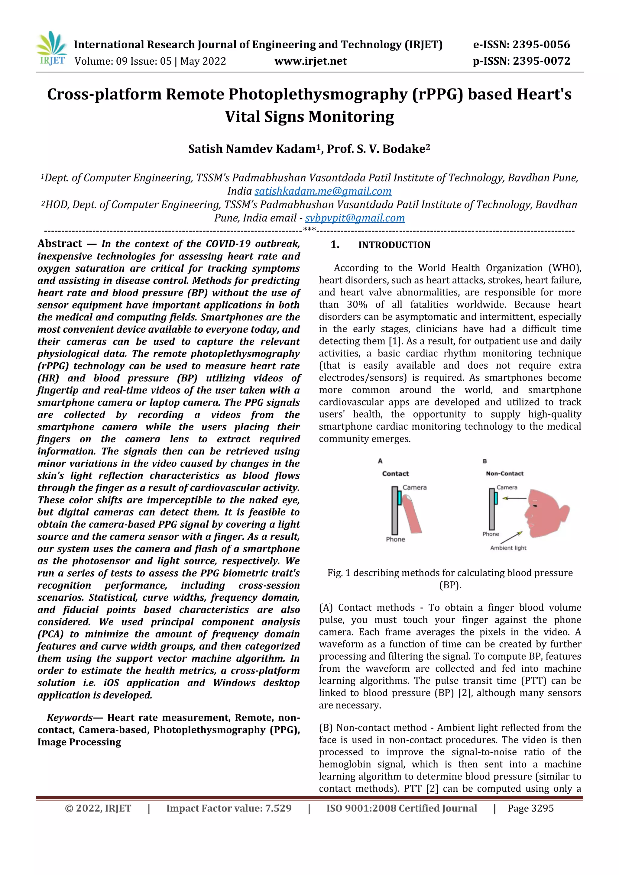 Cross-platform Remote Photoplethysmography (rPPG) based Heart's Vital ...