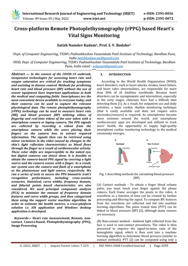 Cross-platform Remote Photoplethysmography (rPPG) based Heart's Vital ...
