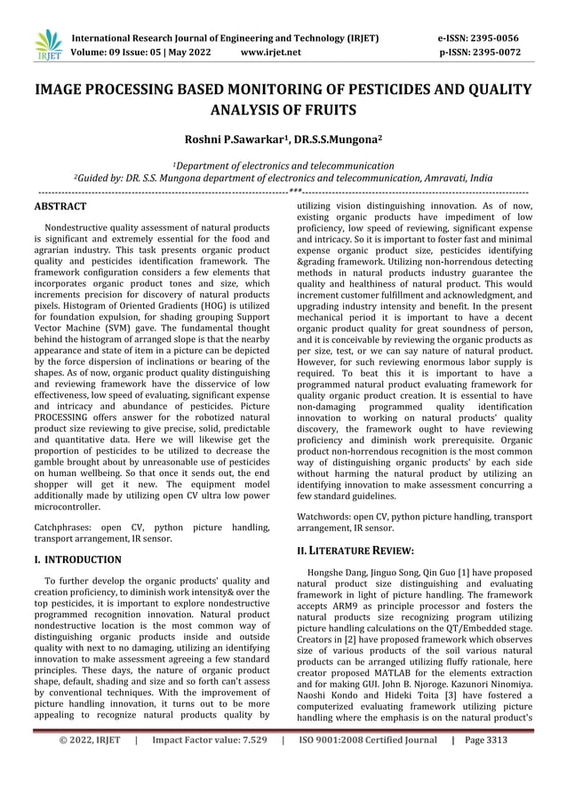IMAGE PROCESSING BASED MONITORING OF PESTICIDES AND QUALITY ANALYSIS OF FRUITS | PDF | Gardening ...