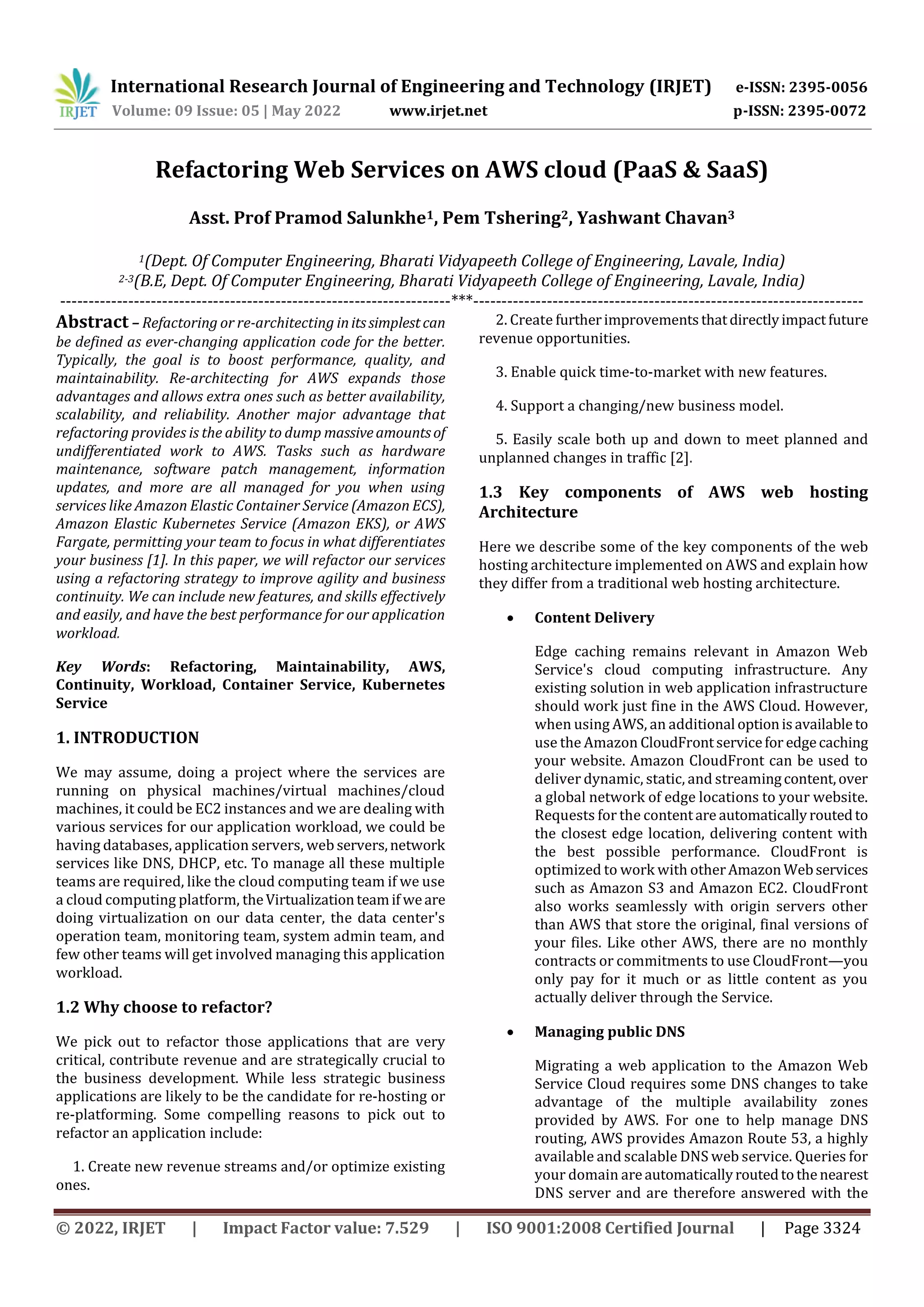 Refactoring Web Services on AWS cloud (PaaS & SaaS) | PDF