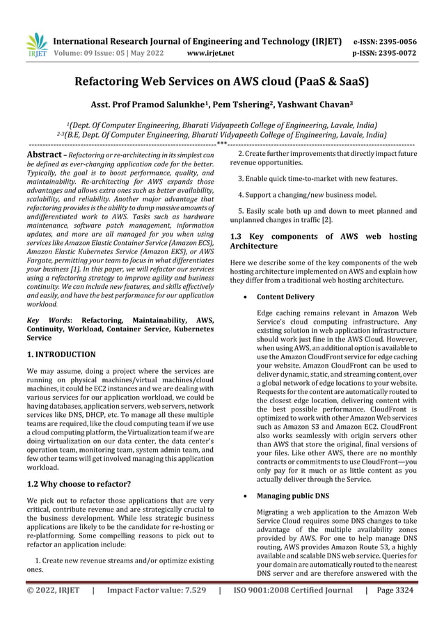 Refactoring Web Services on AWS cloud (PaaS & SaaS) | PDF | Web Development | Internet