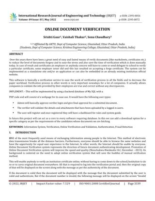 ONLINE DOCUMENT VERIFICATION | PDF