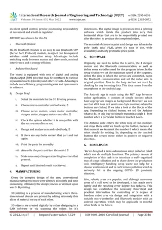 Bluetooth Controlled Garbage Collection Robot Arm | PDF