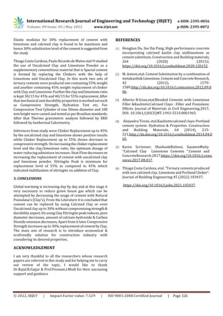 Review Paper on Partial Replacement of Cement by Kaolinitic Clays or Calcined Clay | PDF