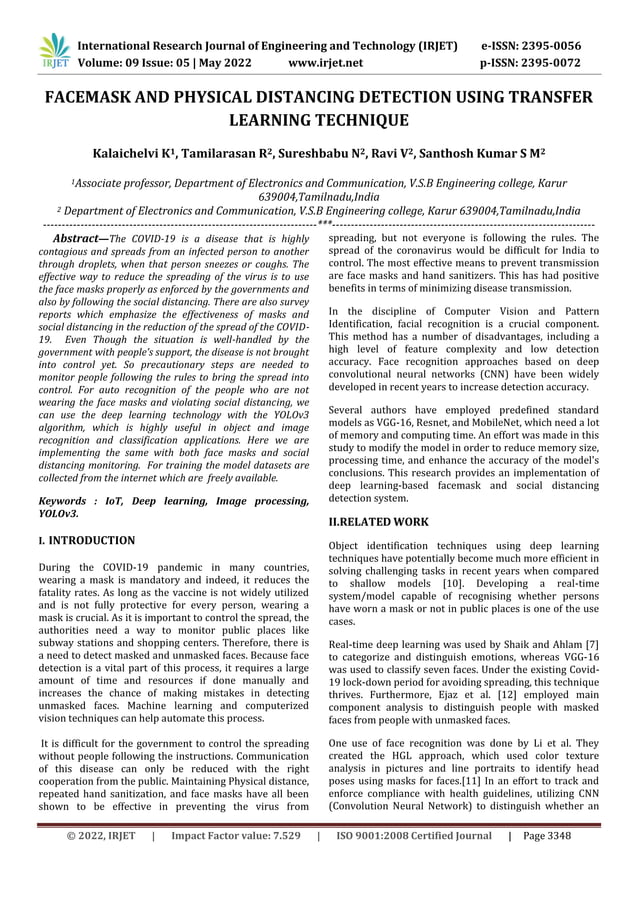 Facemask And Physical Distancing Detection Using Transfer Learning Technique Pdf