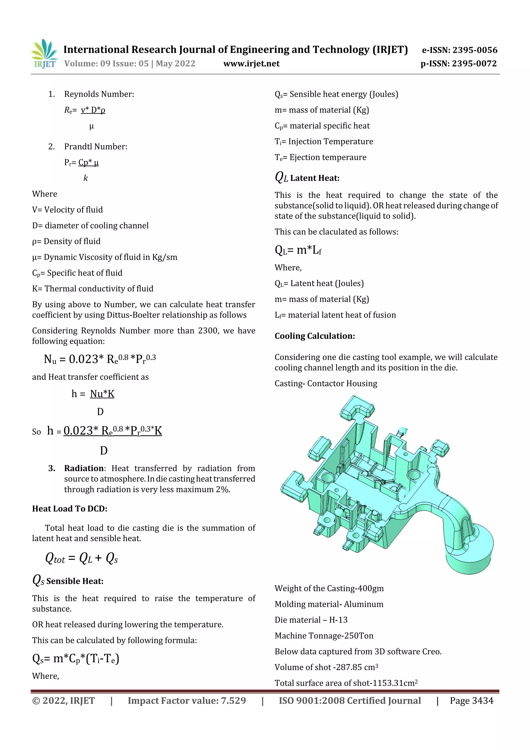 High Pressure Die Casting Cooling calculation with application of ...