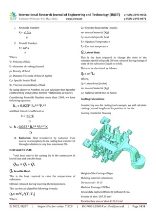 High Pressure Die Casting Cooling calculation with application of ...