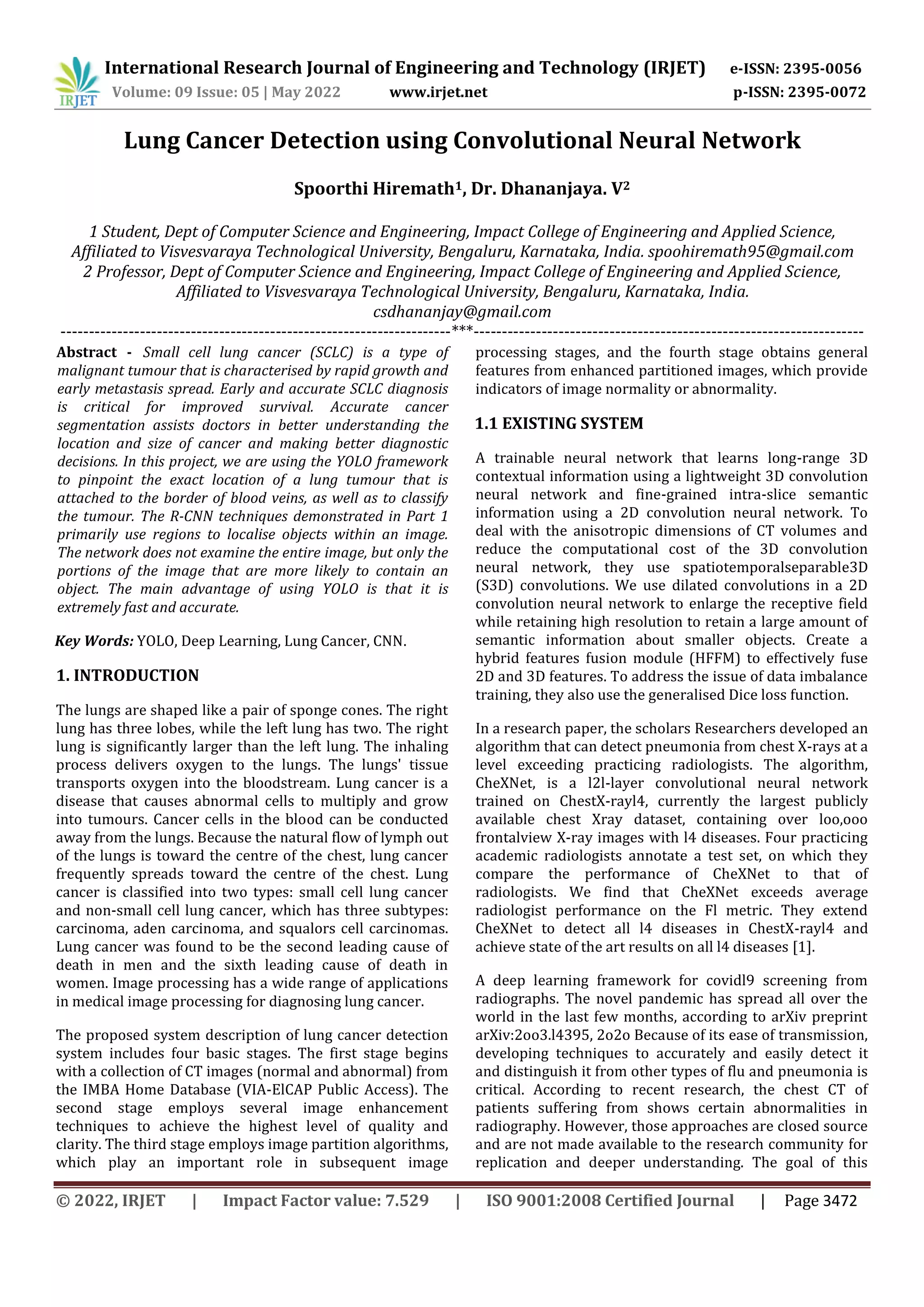 Lung Cancer Detection Using Convolutional Neural Network Pdf