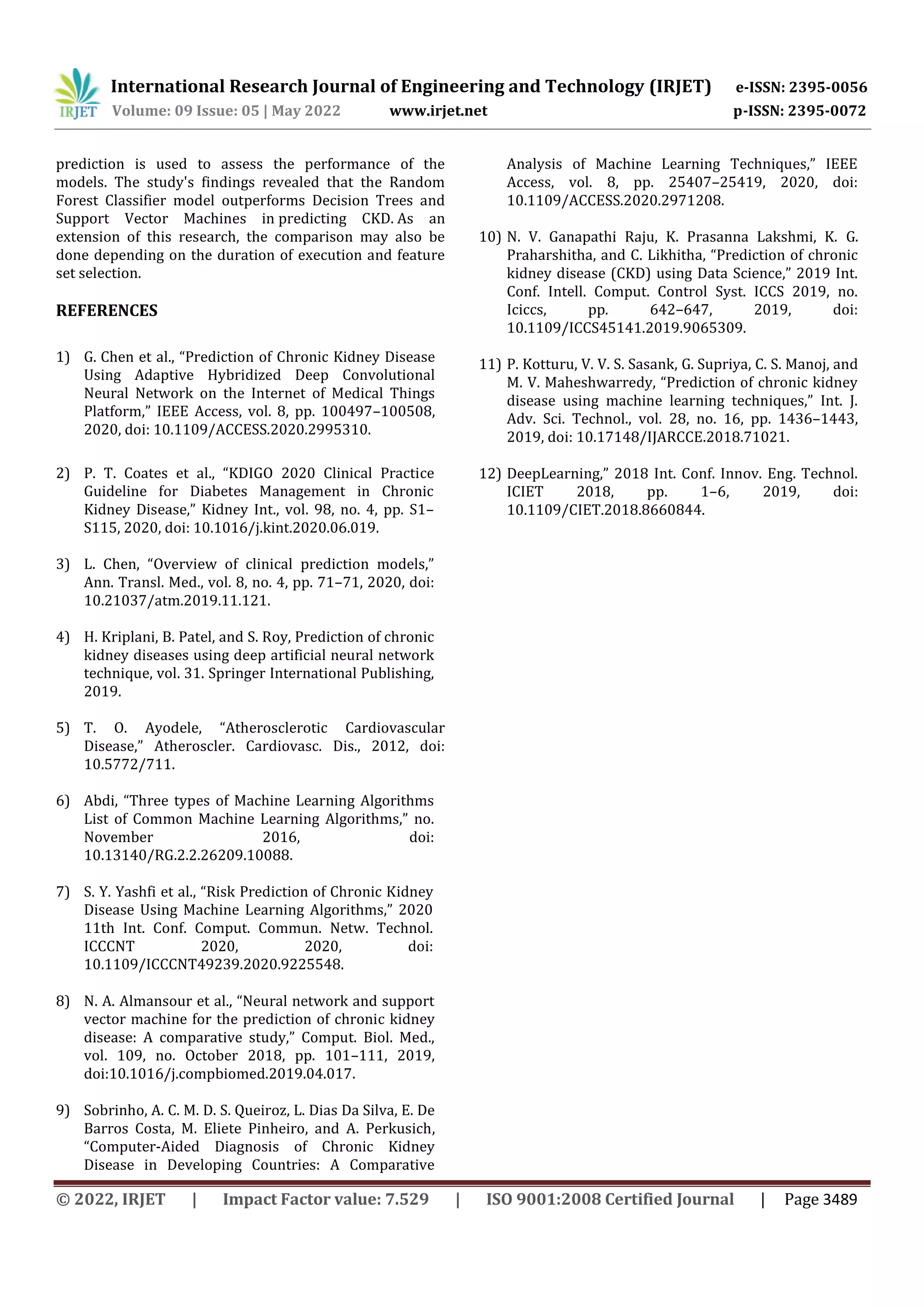 Early Detection of Chronic Kidney Disease Using Advanced Machine ...