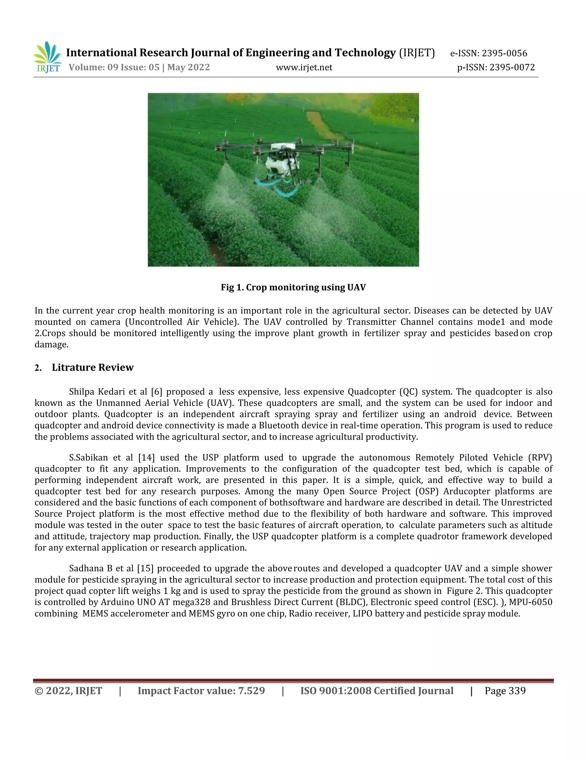 Design and Fabrication of Pesticides Spraying Drone for Agriculture | PDF