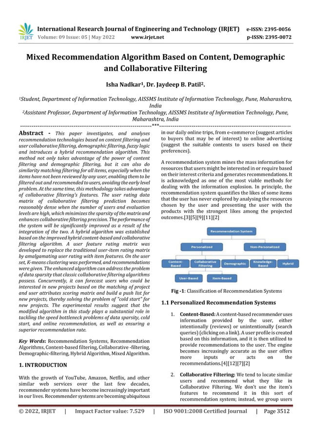 Mixed Recommendation Algorithm Based on Content, Demographic and ...