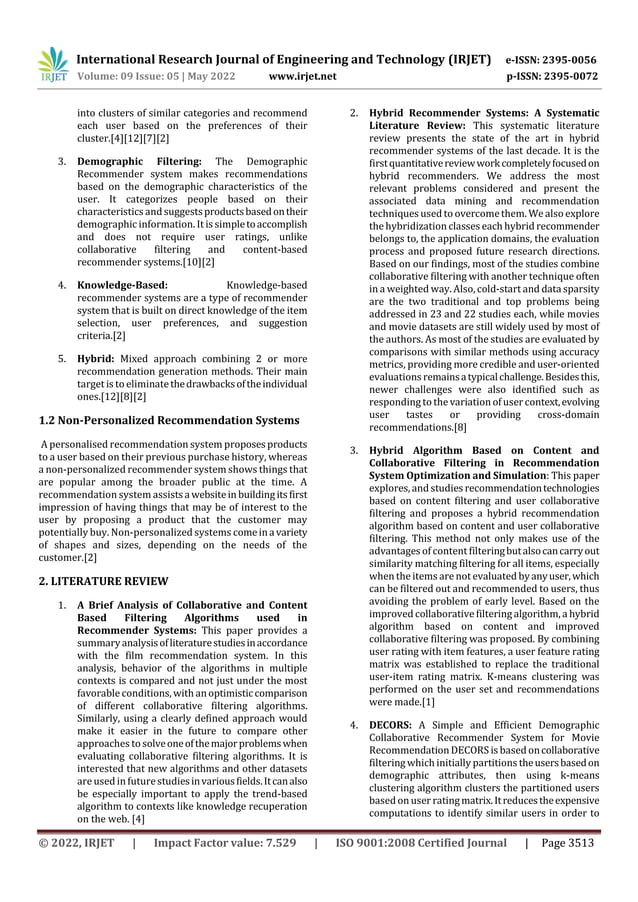 Mixed Recommendation Algorithm Based on Content, Demographic and Collaborative Filtering | PDF