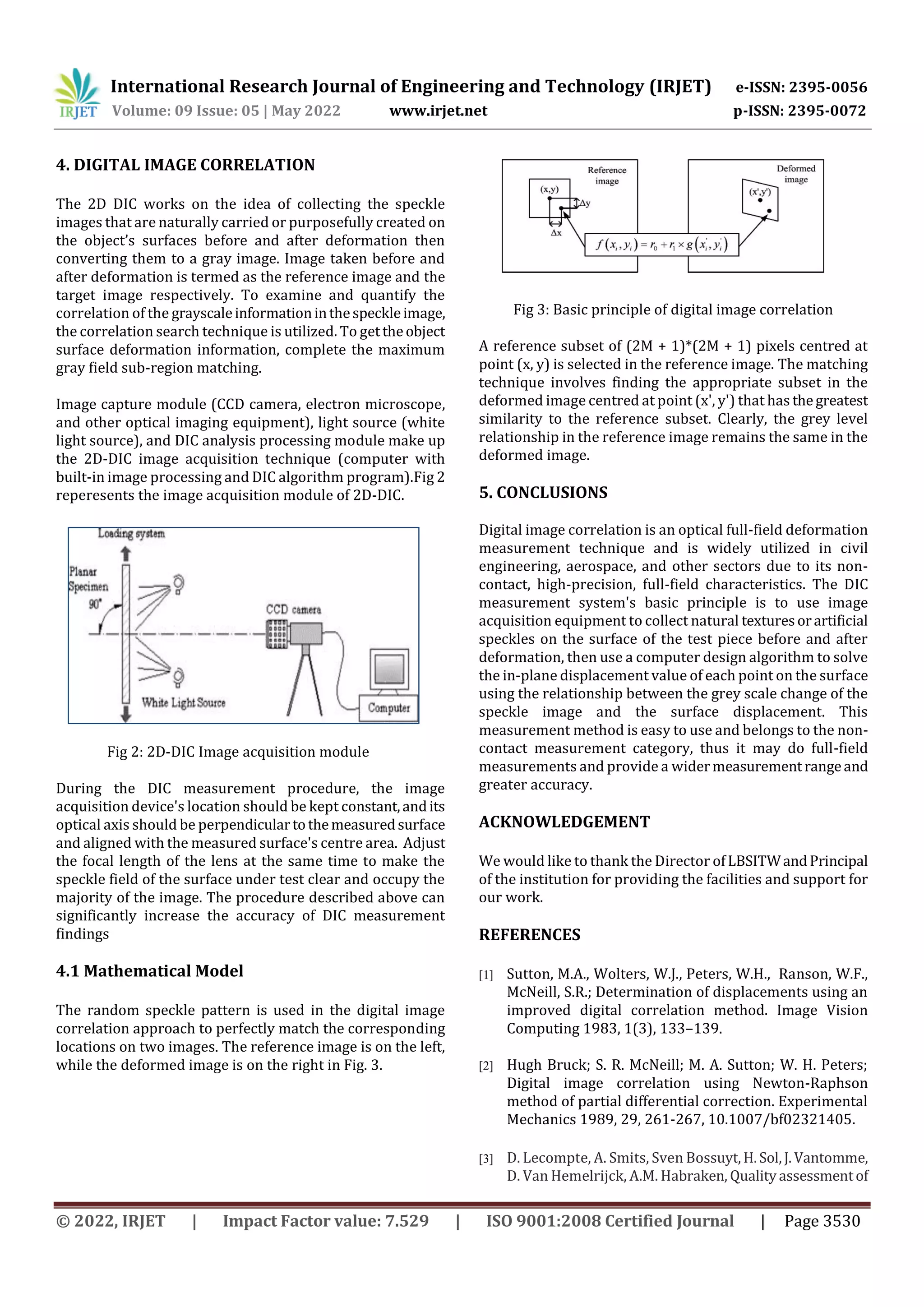 A Review on Deformation Measurement from Speckle Patterns using Digital Image Correlation | PDF