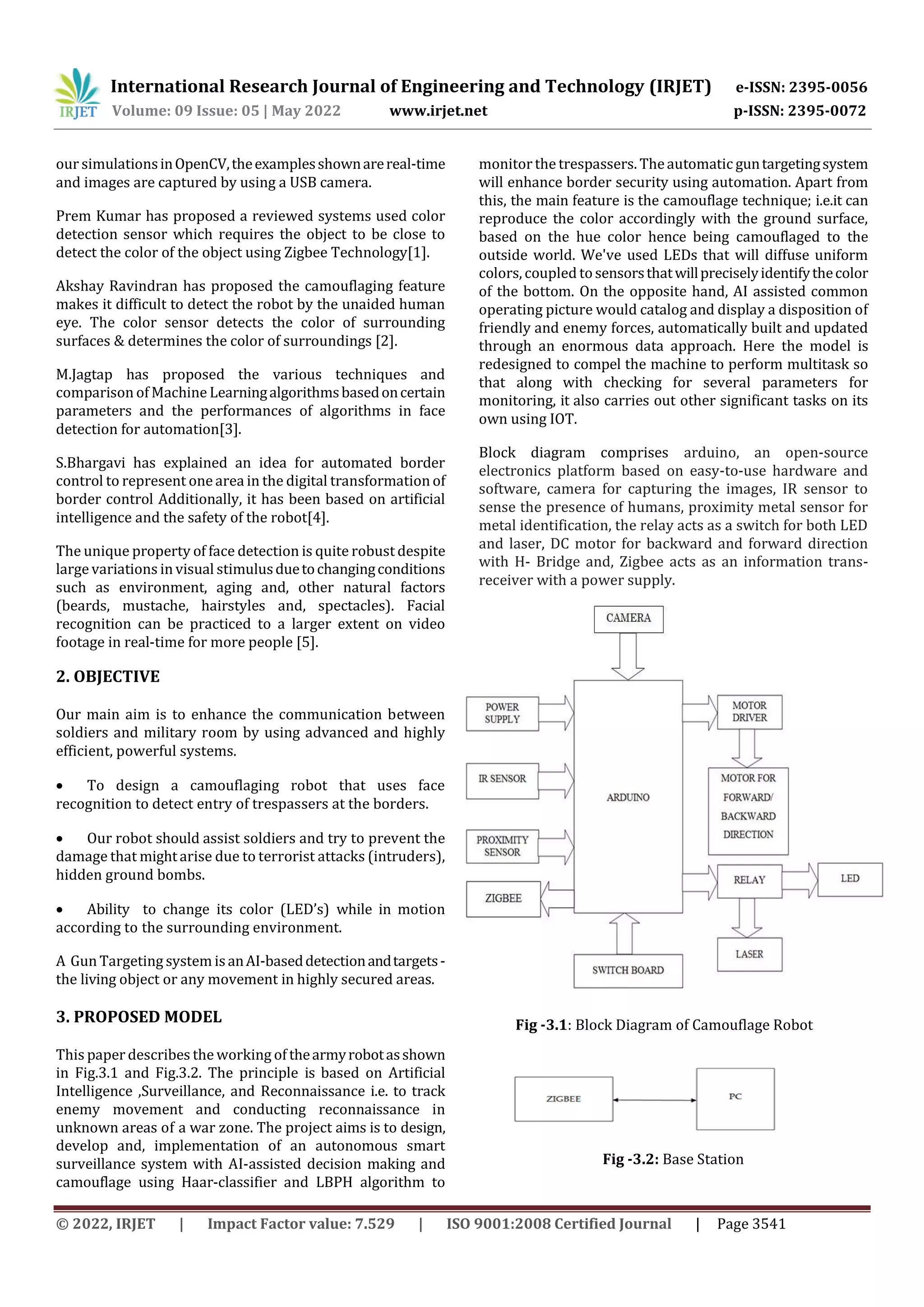 Camouflage Surveillance Robot In Defense Using Artificial Intelligence | PDF
