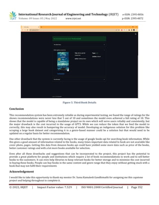 Book Recommendation System Using Deep Learning (GPT3) | PDF