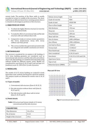 COMPARATIVE STUDY ON SEISMIC ANALYSIS OF CONVENTIONAL SLAB AND FLAT SLAB STRUCTURE WITH AND ...