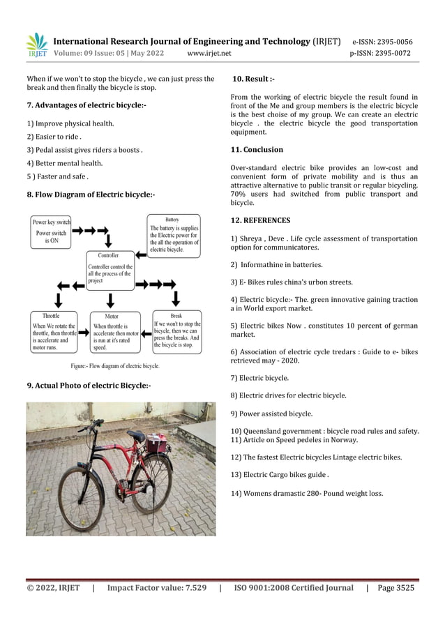 Electrical bicycle using lead acid battery. | PDF