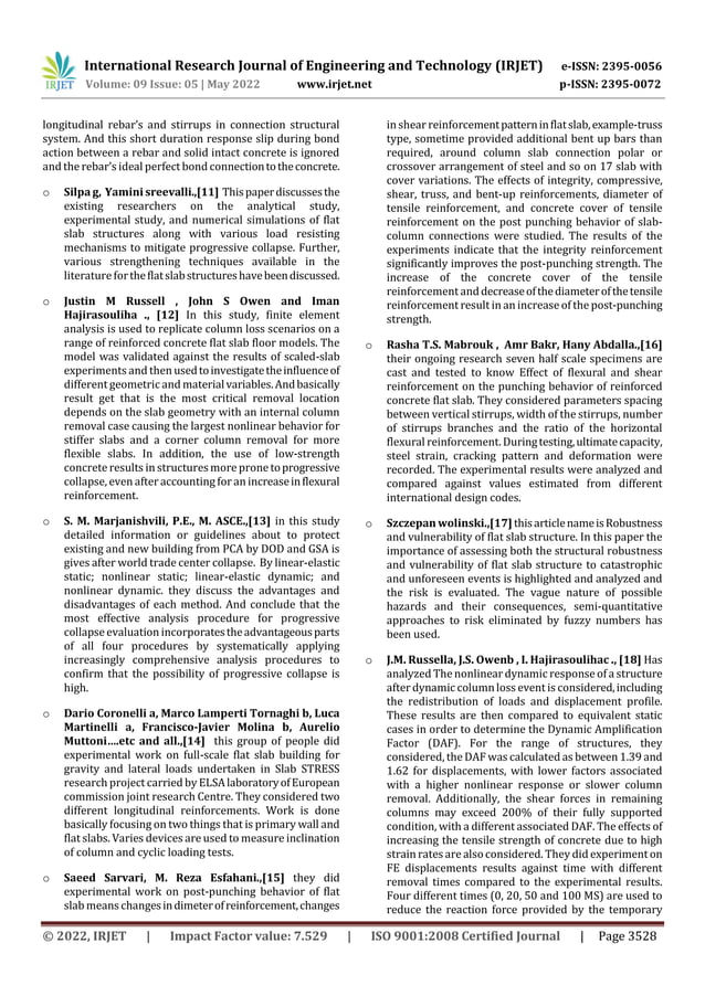 REVIEW OF PROGRESSIVE COLLAPSE ANALYSIS OF REINFORCED CONCRETE STRUCTURES WITH FLAT SLAB ...