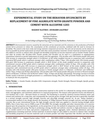 EXPERIMENTAL STUDY ON THE BEHAVIOR OFCONCRETE BY REPLACEMENT OF FINE ...
